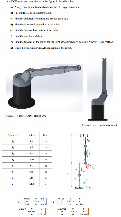 Solved PLEASE HELP.. PLEASE A 4-DOF robot arm was shown in | Chegg.com