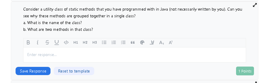 Solved Consider a utility class of static methods that you | Chegg.com