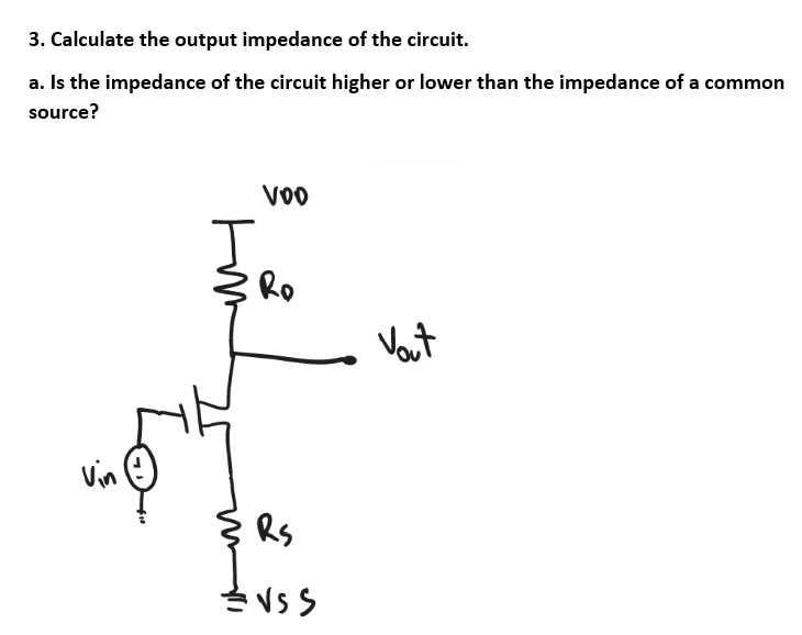 Solved 3. Calculate the output impedance of the circuit. a. | Chegg.com