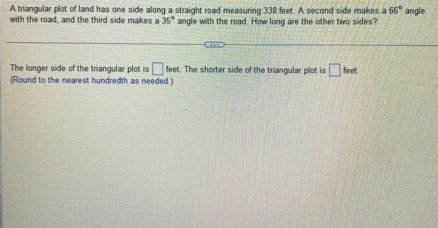 Solved A triangular plot of land has one side along a | Chegg.com