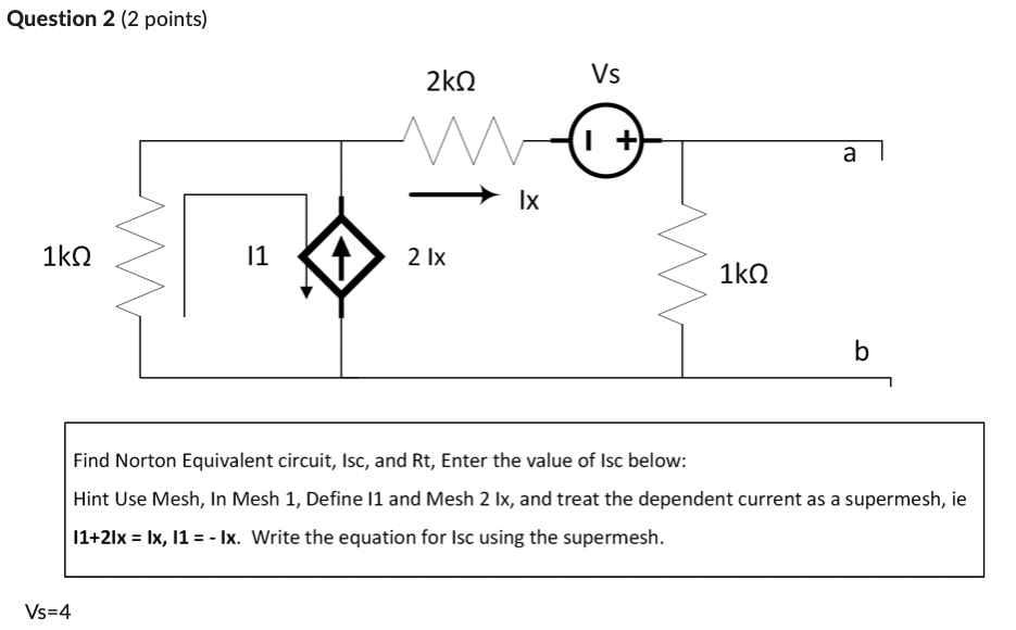 Solved Question 2 ( 2 points) Find Norton Equivalent | Chegg.com