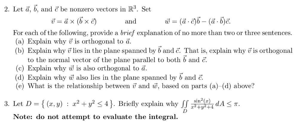 Solved 2 Let A B And C Be Nonzero Vectors In R3 Set An