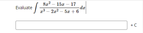 Solved ∫x3−2x2−5x+68x2−15x−17dx | Chegg.com
