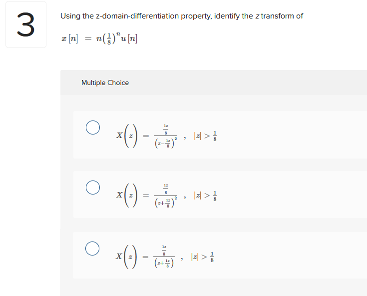 Solved Using the z-domain-differentiation property, identify | Chegg.com