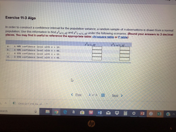 Solved Exercise 11-3 Algo In order to construct a confidence | Chegg.com