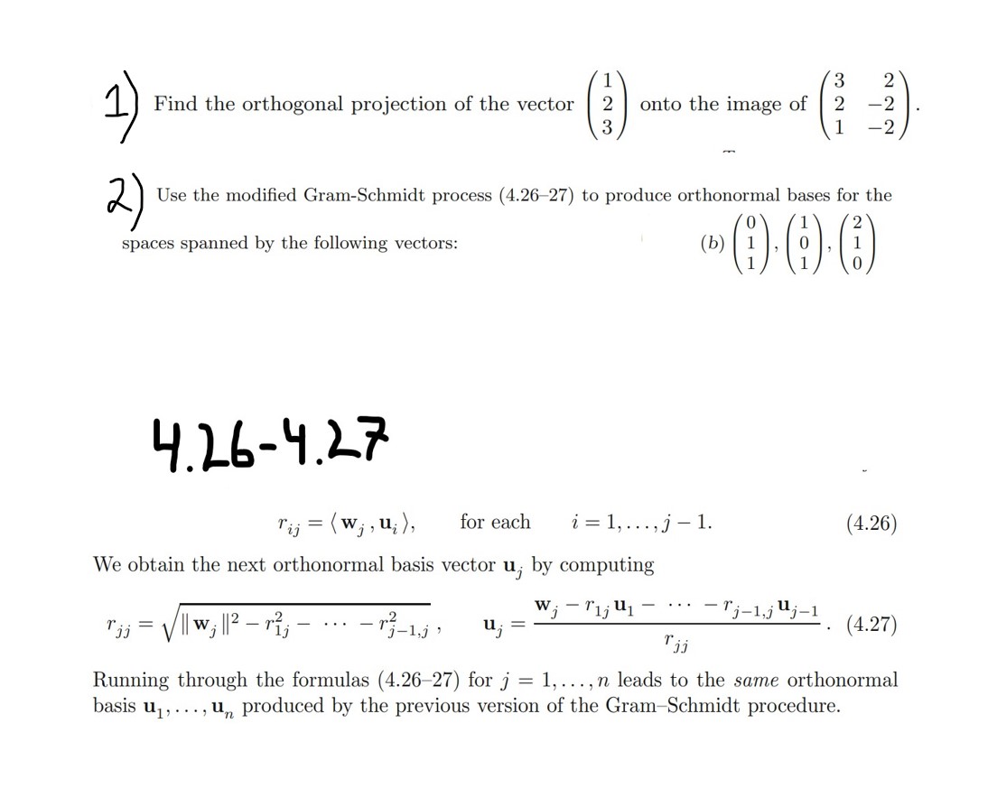 Solved 1 Find the orthogonal projection of the vector | Chegg.com