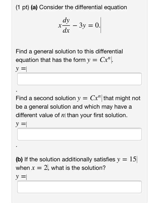 Solved (1 pt) (a) Consider the differential equation dy dx | Chegg.com