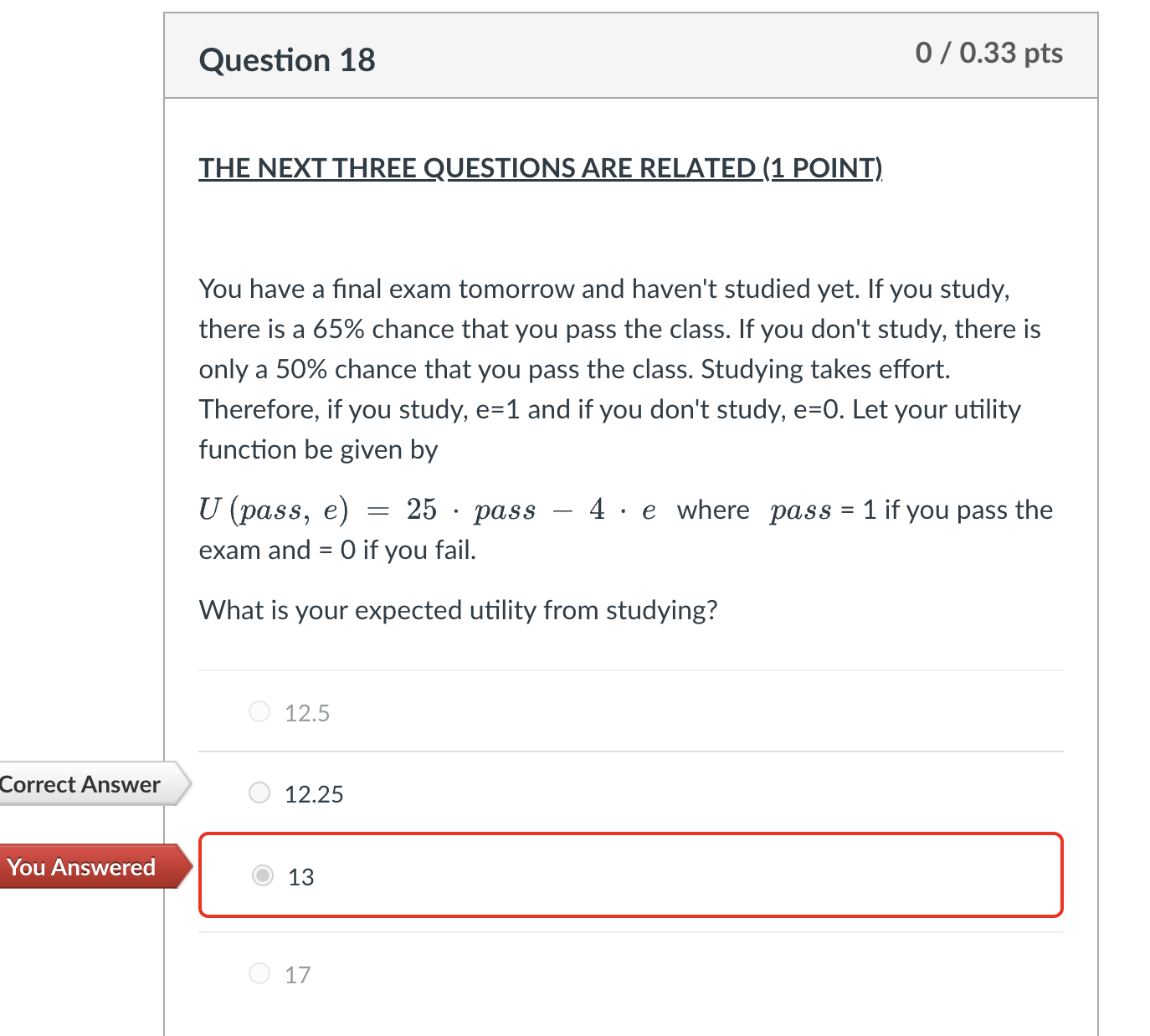 Solved You have a final exam tomorrow and haven't studied | Chegg.com