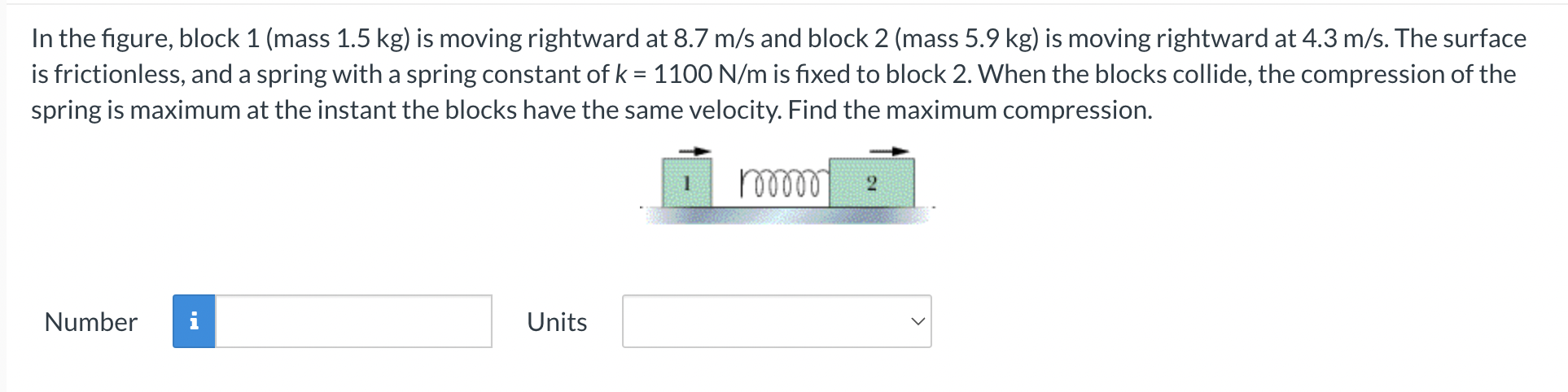 Solved In the figure, block 1 (mass 1.5 kg ) is moving | Chegg.com