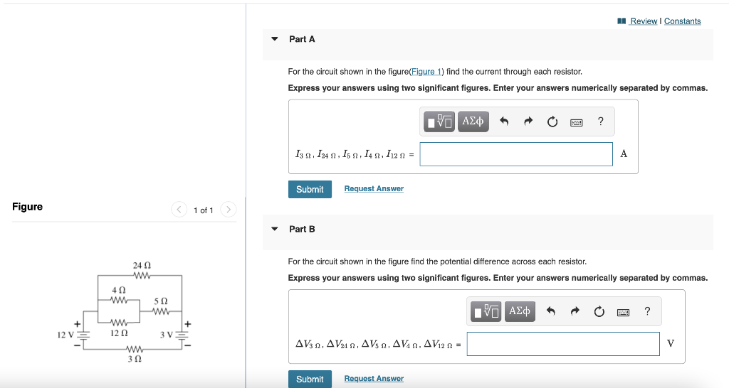 Solved Review Constants Part A For the circuit shown in the | Chegg.com