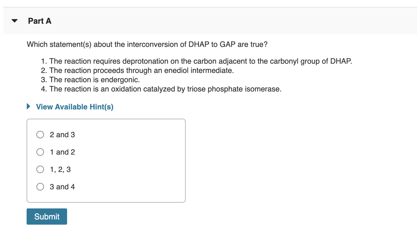 Solved Which statement(s) about the interconversion of DHAP | Chegg.com
