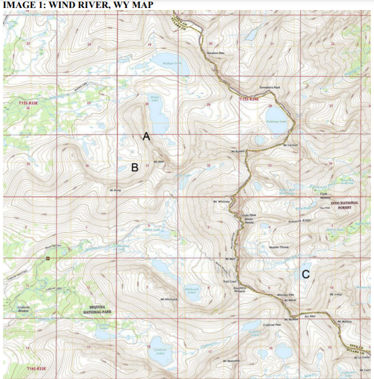 Solved Image 1: Wind River, WY Map Image 1 (topographic | Chegg.com