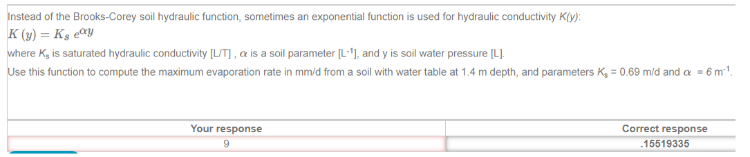 Solved Instead of the Brooks-Corey soil hydraulic function, | Chegg.com