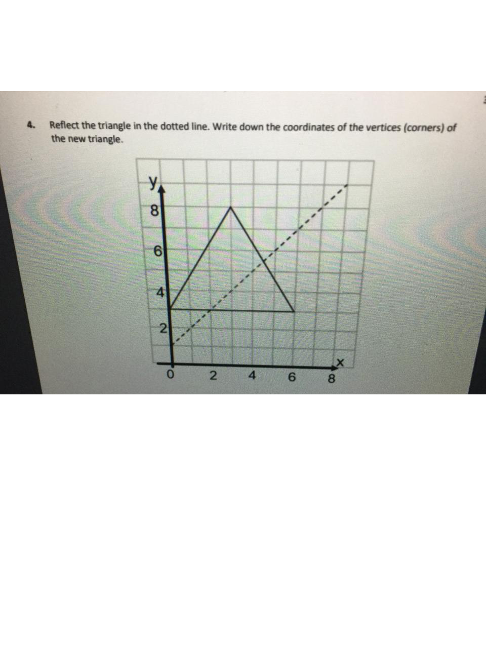 Solved 4. Reflect the triangle in the dotted line. Write | Chegg.com