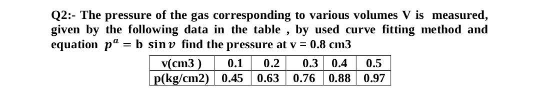 Solved Q2:- The pressure of the gas corresponding to various | Chegg.com