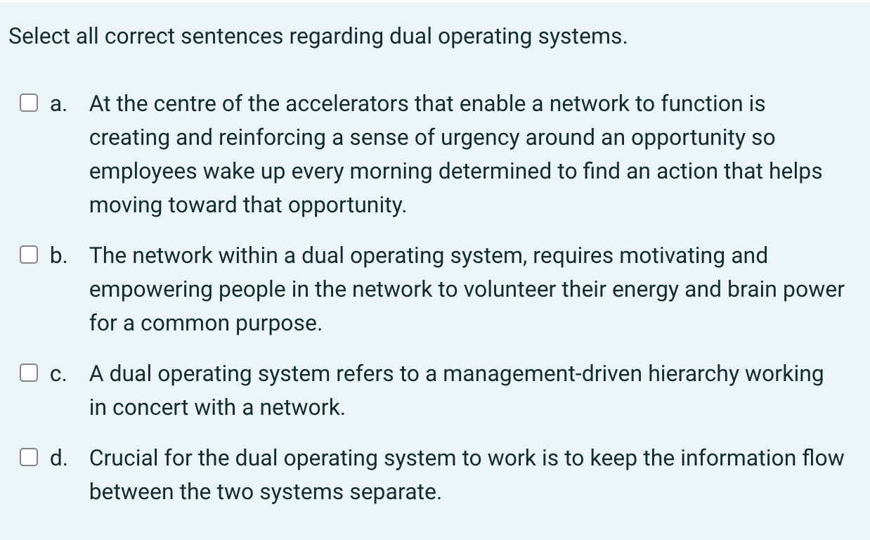 Solved Select all correct sentences regarding dual operating | Chegg.com