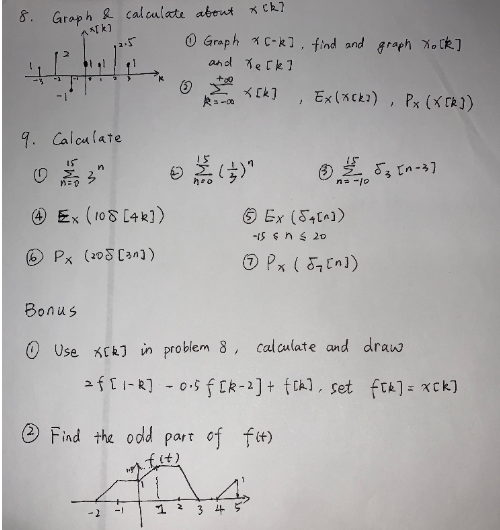 Solved 8. Graph & calculate about x ek? Ak] 0 Graph x c-k] , | Chegg.com