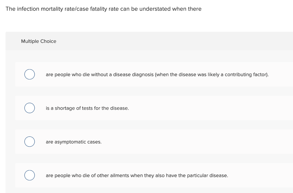 Solved The infection mortality rate/case fatality rate can | Chegg.com