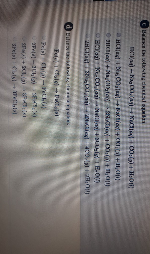 Solved a Balance the following chemical equation: Fe3O4(s) + | Chegg.com