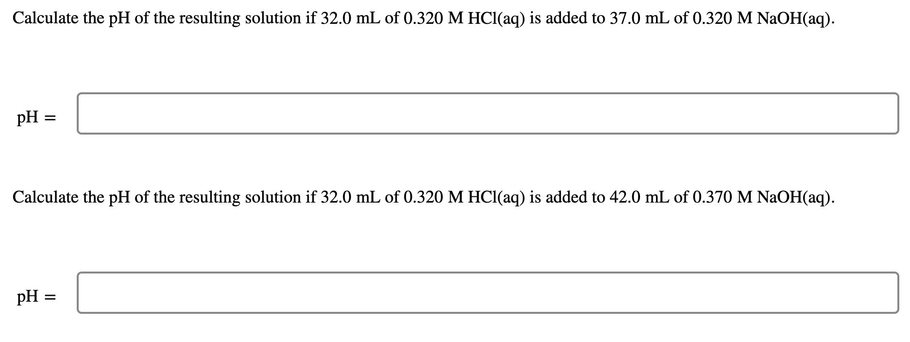 Solved Calculate the pH of the resulting solution if 32.0 mL | Chegg.com