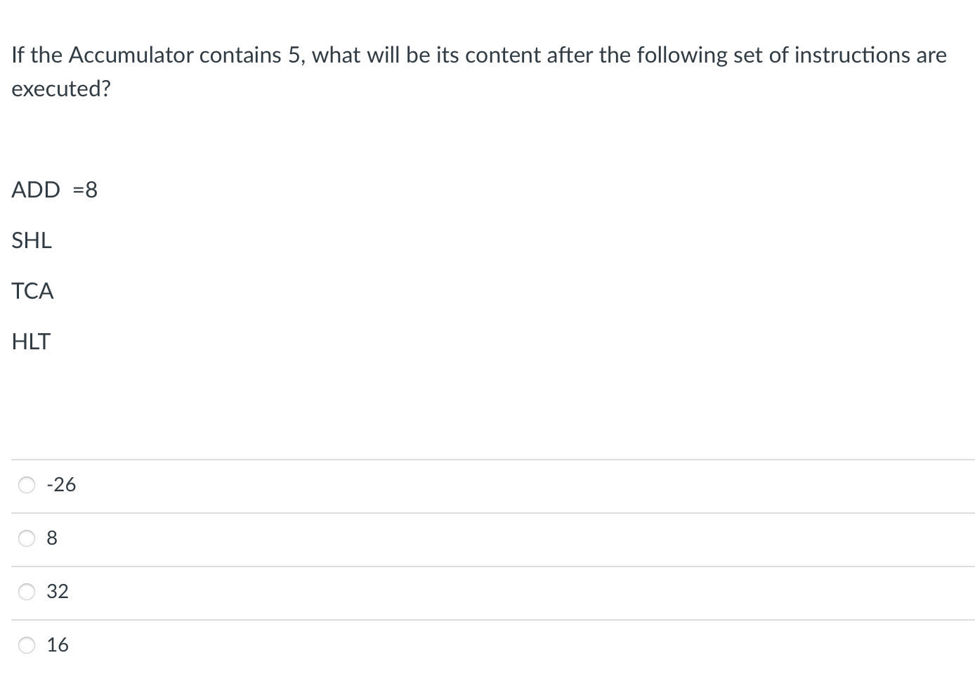 Solved If the Accumulator contains 5 , what will be its | Chegg.com