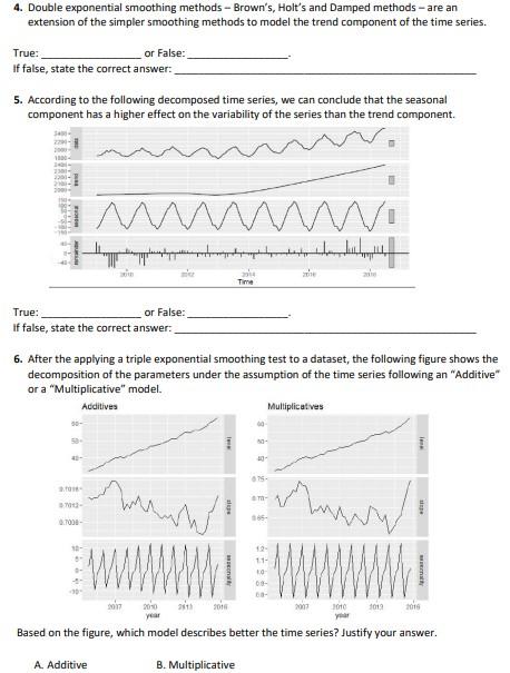 Solved 4. Double exponential smoothing methods - Brown's, | Chegg.com