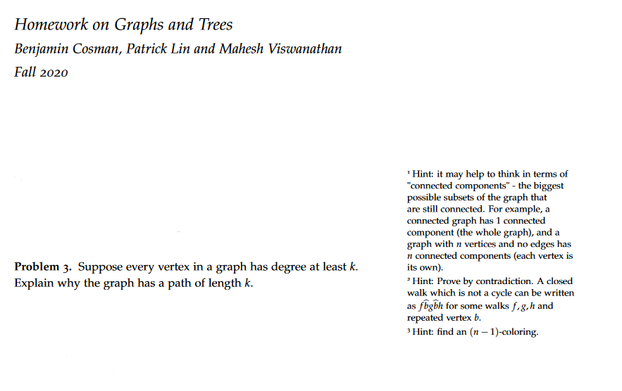 Solved Homework on Graphs and Trees Benjamin Cosman, Patrick | Chegg.com