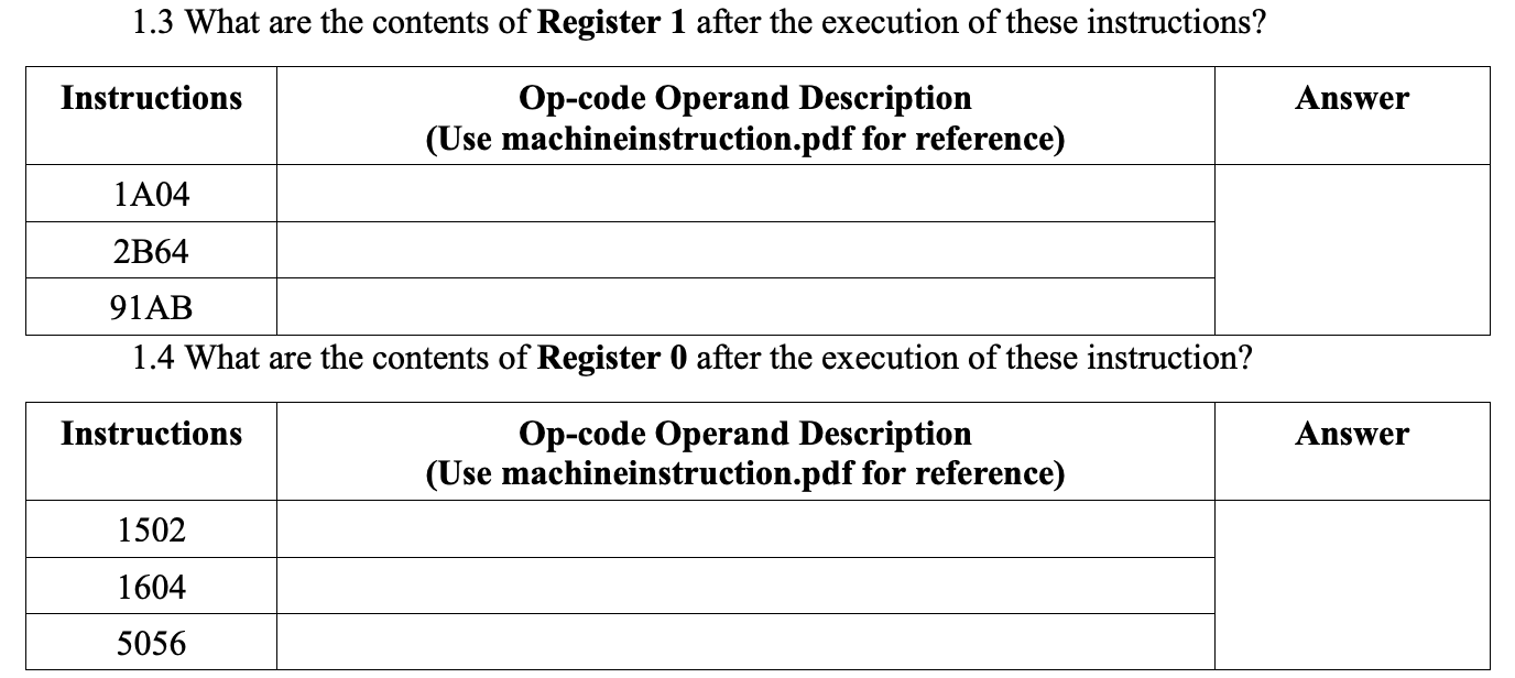 Solved Main Memory Address Content 01 E2 02 18 03 ЗВ 04 54 | Chegg.com