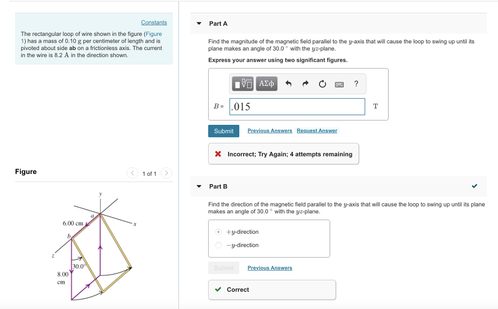 Solved Constants Part A The Rectangular Loop Of Wire Shown 
