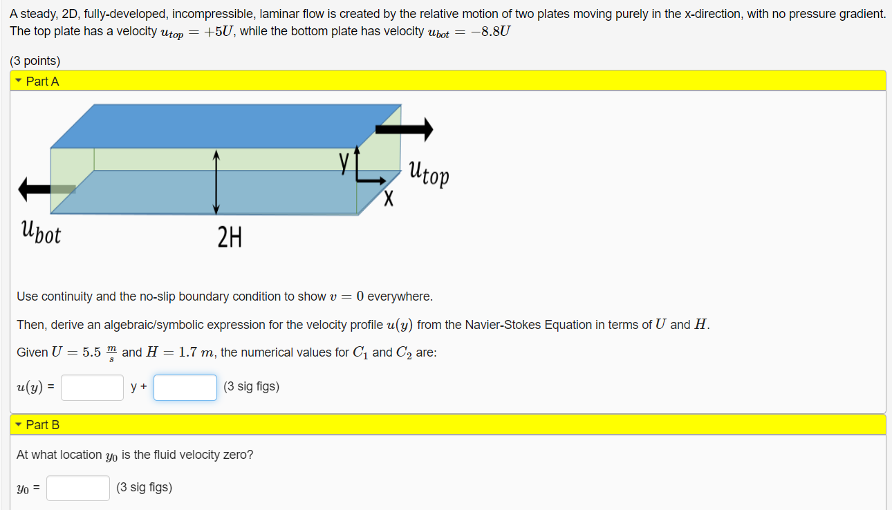 Solved A steady, 2D, fully-developed, incompressible, | Chegg.com