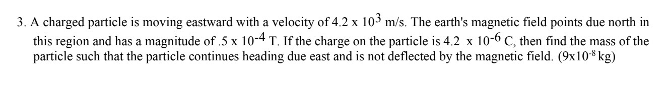 Solved A charged particle is ﻿moving eastward with a | Chegg.com