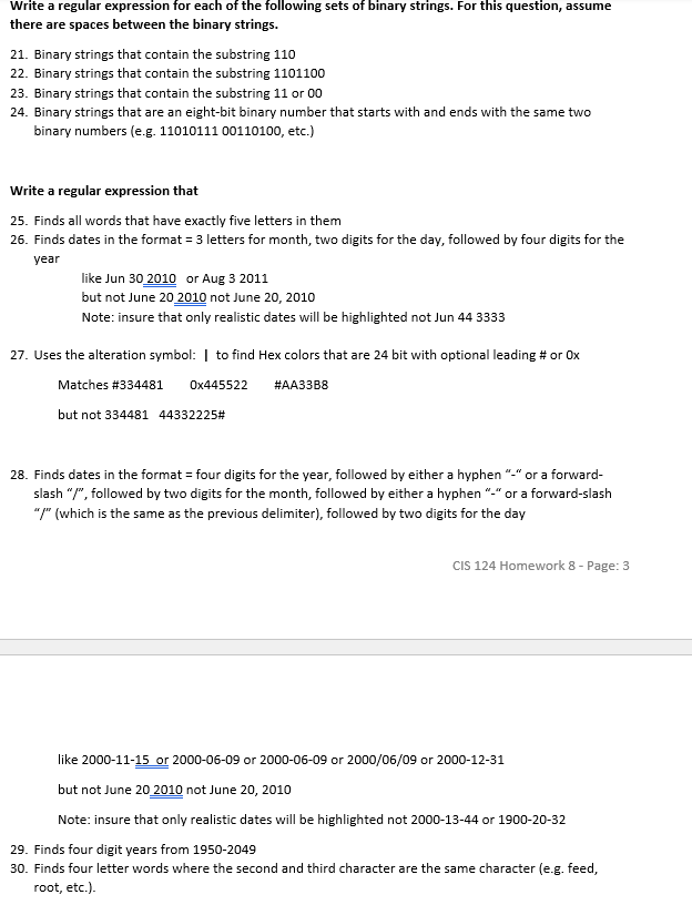 Solved Write A Regular Expression For Each Of The Following 4695