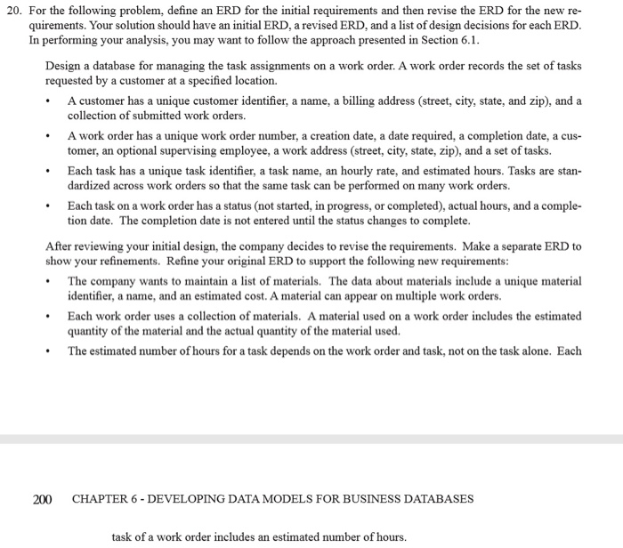 Solved 20. For the following problem, define an ERD for the | Chegg.com