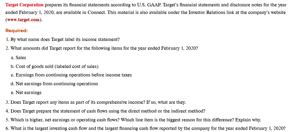 Solved Target Corporation prepares its financial statements | Chegg.com