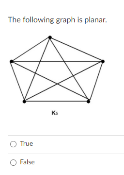 Solved The following graph is planar. True False | Chegg.com