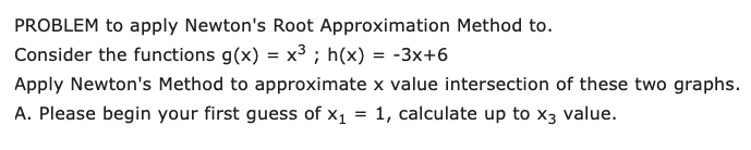 Solved PROBLEM to apply Newton's Root Approximation Method | Chegg.com