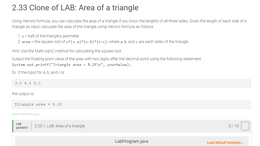 Solved Using Heron's formula, you can calculate the area of | Chegg.com