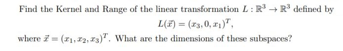 Solved Find the Kernel and Range of the linear | Chegg.com