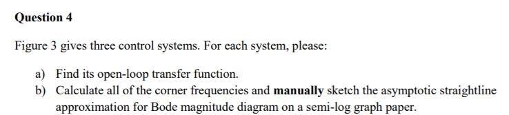 Solved Question 4 Figure 3 gives three control systems. For | Chegg.com