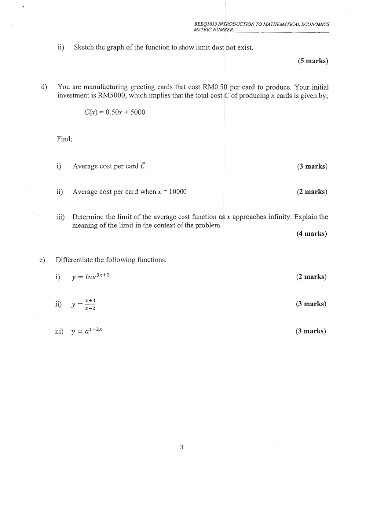 Solved BEEQ1013INTRODUCTION TO MATHEMATICAL ECONOMICS MATRIC | Chegg.com
