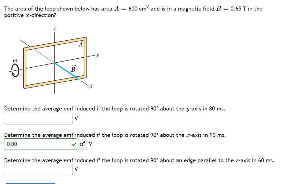 Solved The area of the loop shown below has area A=600 cm2 | Chegg.com