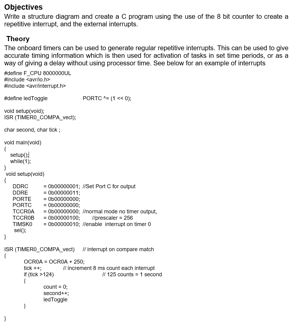 Procedure You are to use interrupts for timing | Chegg.com