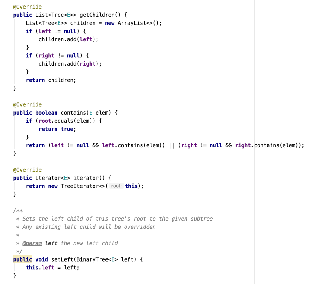 Solved Constraints You may also not modify BinaryTree.java, | Chegg.com