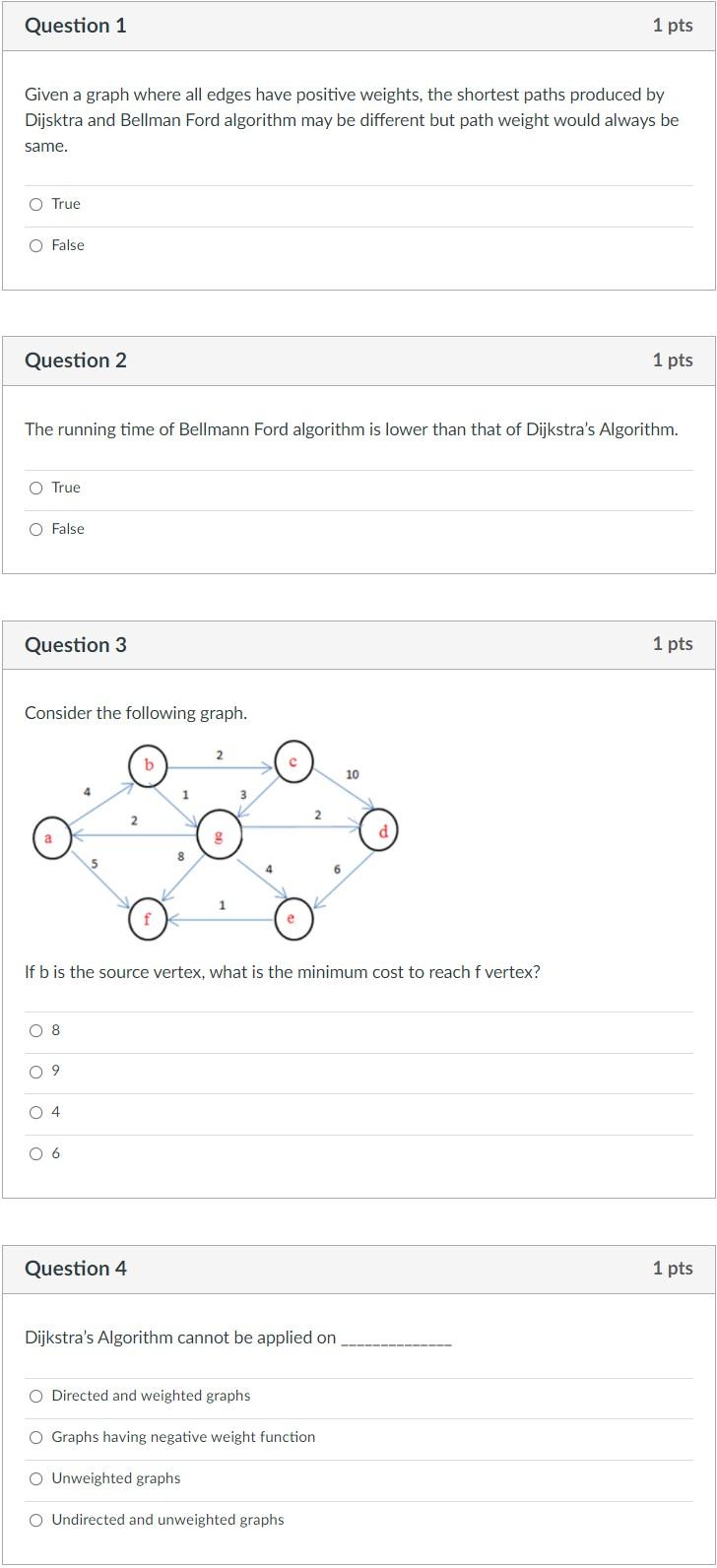 Solved Question 1 1 pts Given a graph where all edges have | Chegg.com