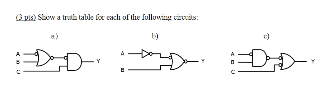Solved (3pts) Show a truth table for each of the following | Chegg.com