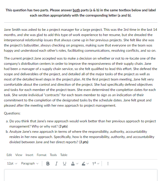 Solved This question has two parts. Please answer both parts | Chegg.com