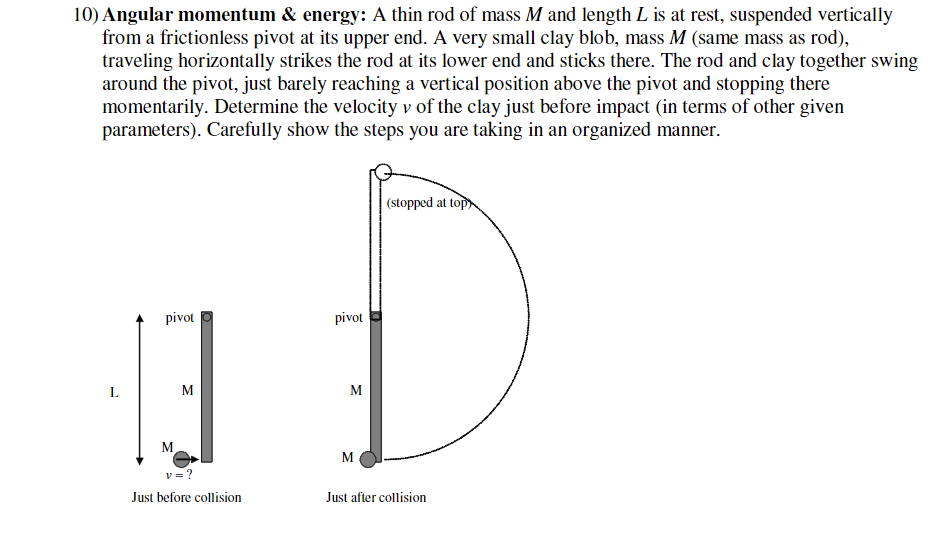 Solved 10) Angular momentum& energy: A thin rod of mass M | Chegg.com