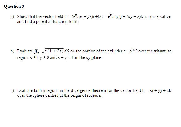 Solved a) Show that the vector field | Chegg.com