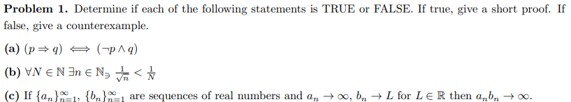 Solved Problem 1. Determine if each of the following | Chegg.com