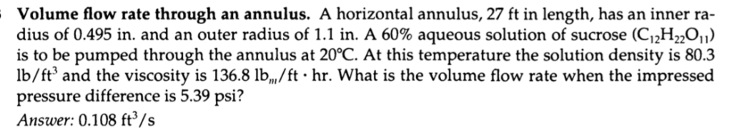 Solved Volume flow rate through an annulus. A horizontal | Chegg.com